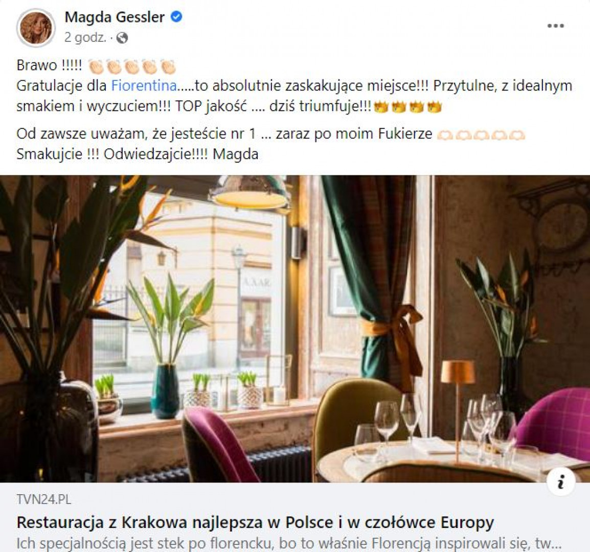 Uwielbiana przez Magdę Gessler ‘’Fiorentina’’ najlepszą restauracją w ...